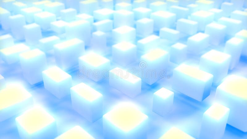 Beautiful Soft Glowing Geometric Blue Cuboids - Abstract 3D Rendering ...