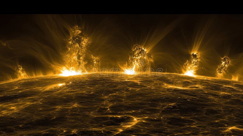 Beautiful Solar Flares and Surface Textures of the Sun Displayed Stock ...