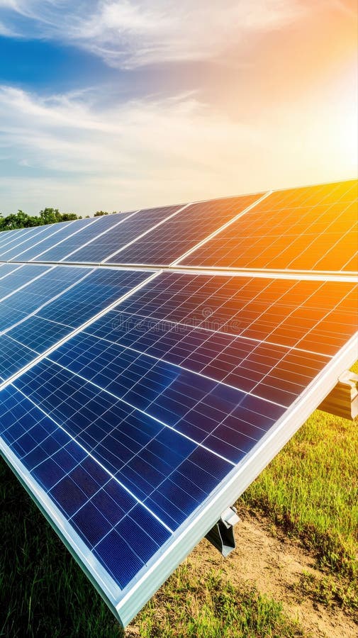 Beautiful Solar Panel Array Captured at Sunset with Rows of Panels ...
