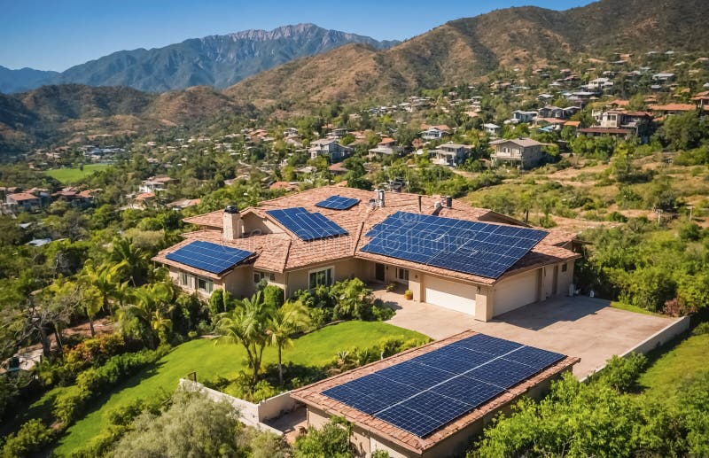 Beautiful Solar Panel Installation on a Spacious Hillside Home ...