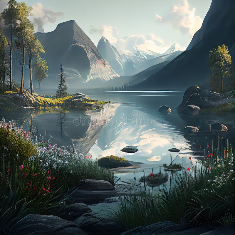Beautiful Soothing Nature stock illustration. Illustration of nature ...