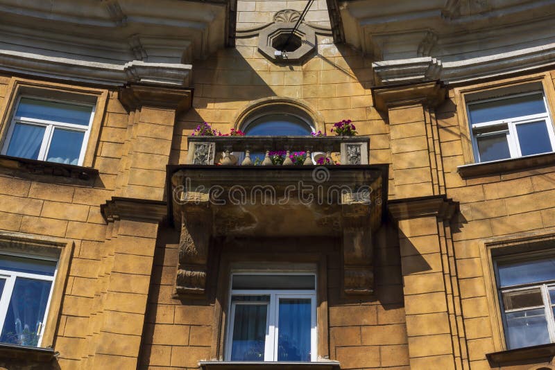 Beautiful Soviet Architecture of Building with Balcony, Built in Time ...