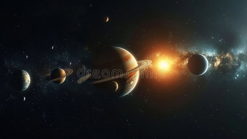 Beautiful Space Photography with Planets of the Solar System Stock ...