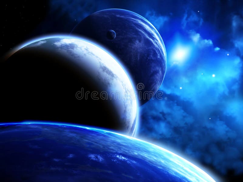 Beautiful Space Scene with Parade of Planets and Nebula Stock ...