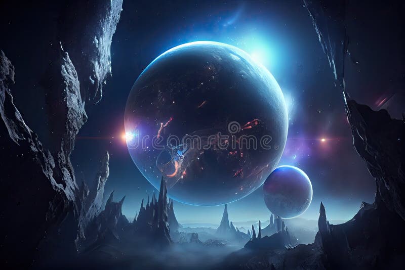 Space Scenery Vintage Flyer Colorful Stock Illustration - Illustration ...