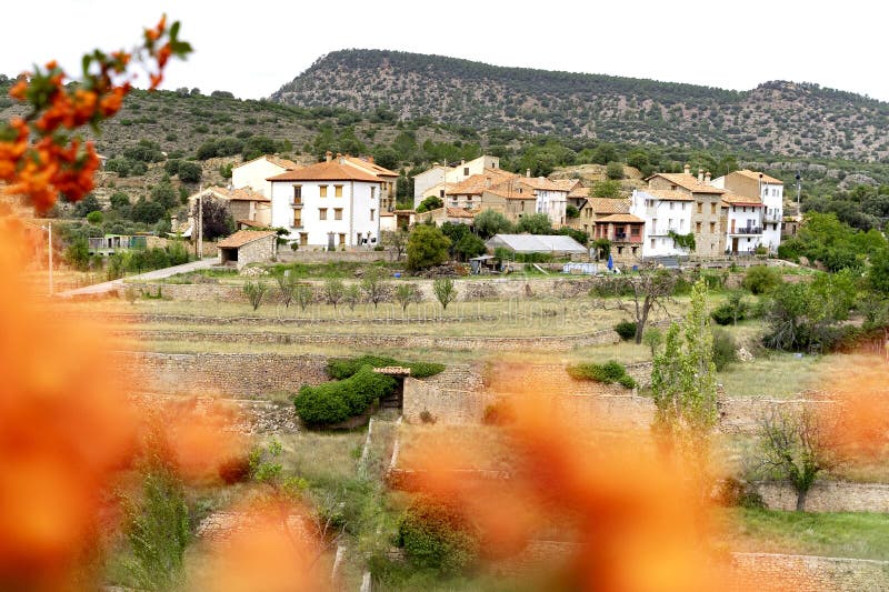 Beautiful Spanish Town in the Mountains in Autumn. Stock Image - Image ...