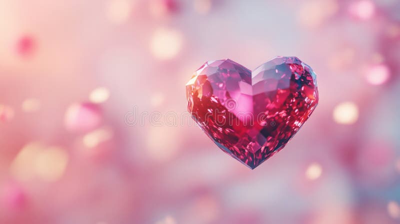 Beautiful Sparkling Pink Heart-shaped Gemstone with Soft Bokeh ...