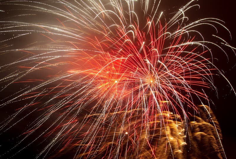 Beautiful Sparks from Fireworks in the Sky at Night Stock Image - Image ...