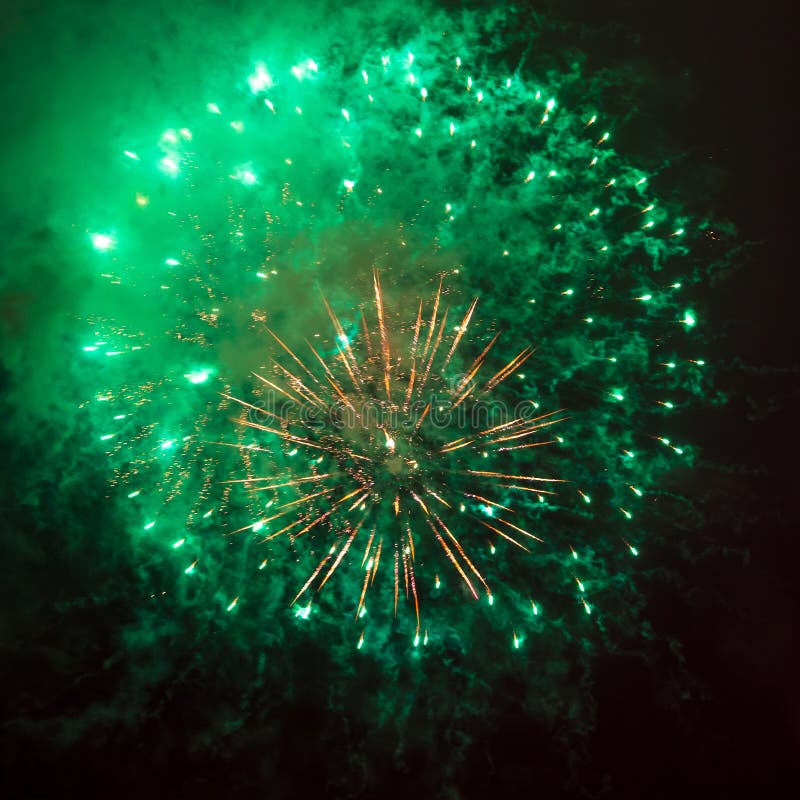 Beautiful Sparks from Fireworks in the Sky at Night Stock Photo - Image ...