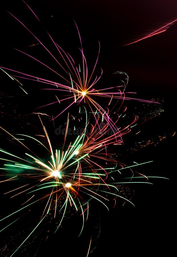 Beautiful Sparks from Fireworks in the Sky at Night Stock Image - Image ...
