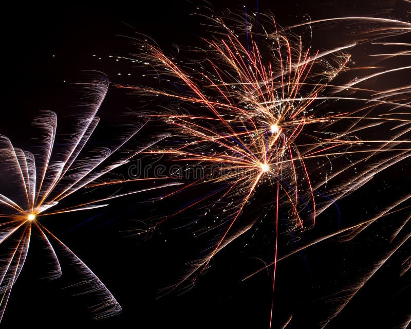 Beautiful Sparks from Fireworks in the Sky at Night Stock Photo - Image ...