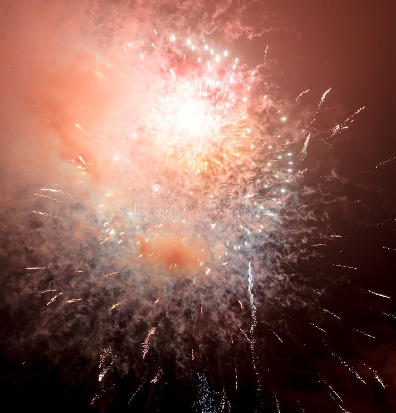 Beautiful Sparks from Fireworks in the Sky at Night Stock Photo - Image ...