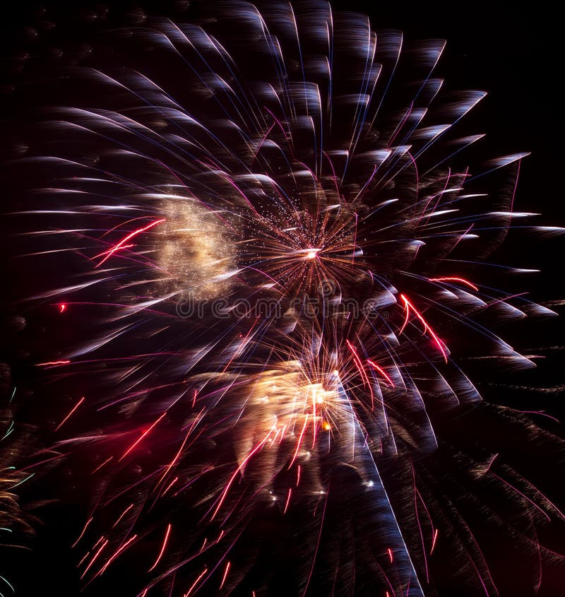 Beautiful Sparks from Fireworks in the Sky at Night Stock Image - Image ...