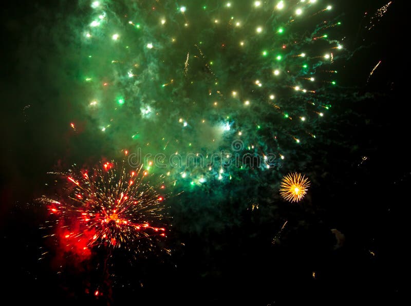 Beautiful Sparks from Fireworks in the Sky at Night Stock Image - Image ...