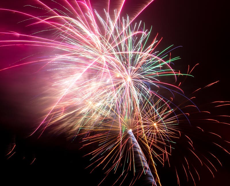 Beautiful Sparks from Fireworks in the Sky at Night Stock Image - Image ...