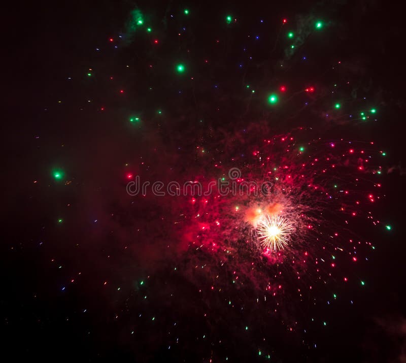 Beautiful Sparks from Fireworks in the Sky at Night Stock Photo - Image ...