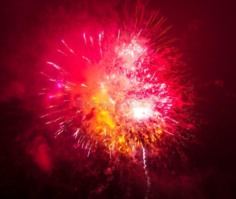 Beautiful Sparks from Fireworks in the Sky at Night Stock Photo - Image ...