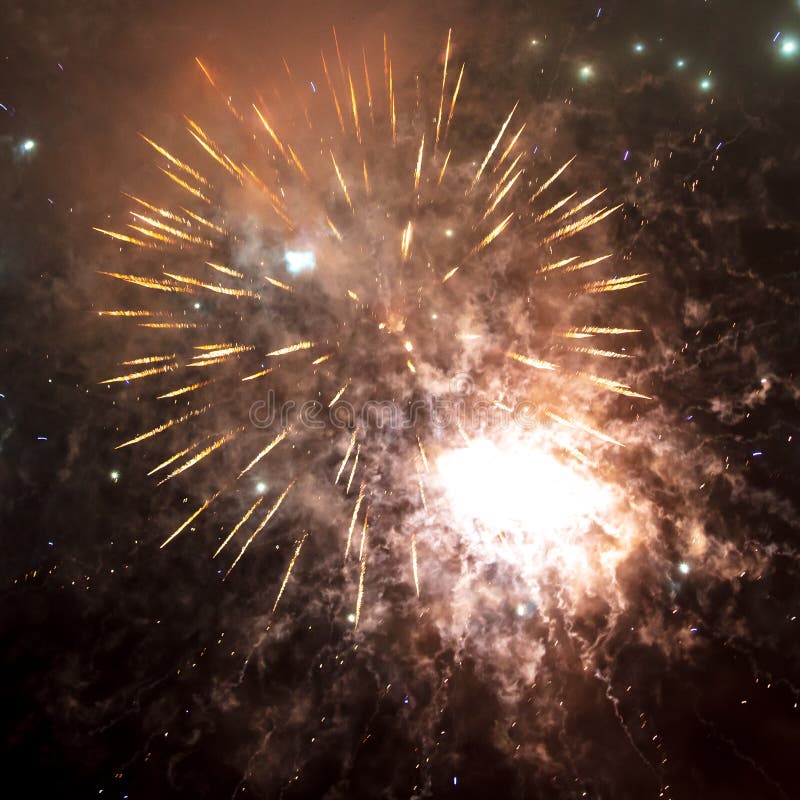 Beautiful Sparks from Fireworks in the Sky at Night Stock Image - Image ...