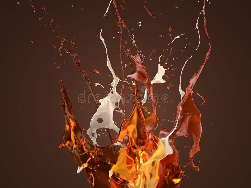 A Beautiful Splash of Caramel, Chocolate, Milk and Honey. 3d Image, 3d ...