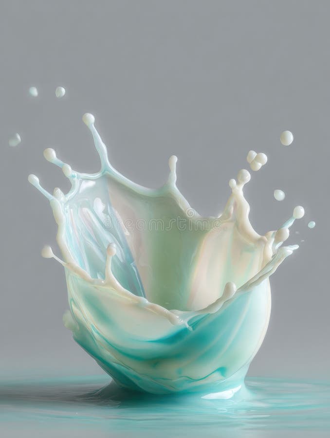 Beautiful Splash of Milk Creating Dynamic Patterns on a Colorful ...