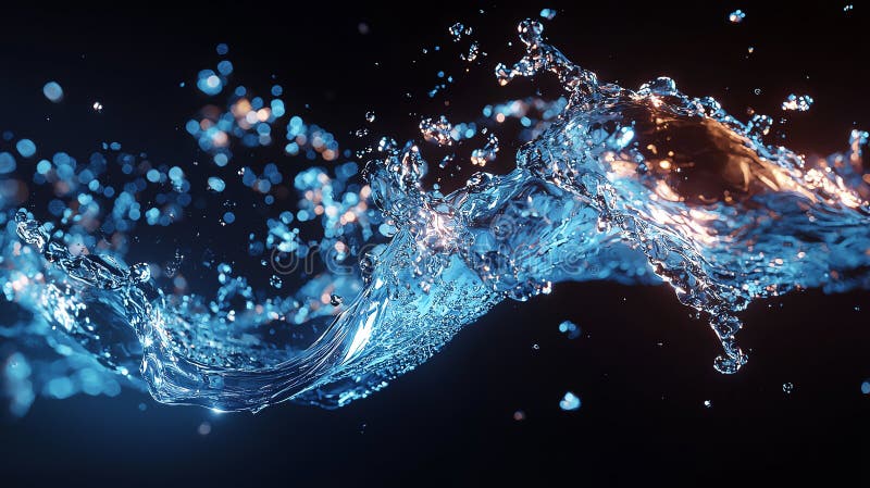 Beautiful Splash of Water with Dynamic Motion and Sparkles Stock ...