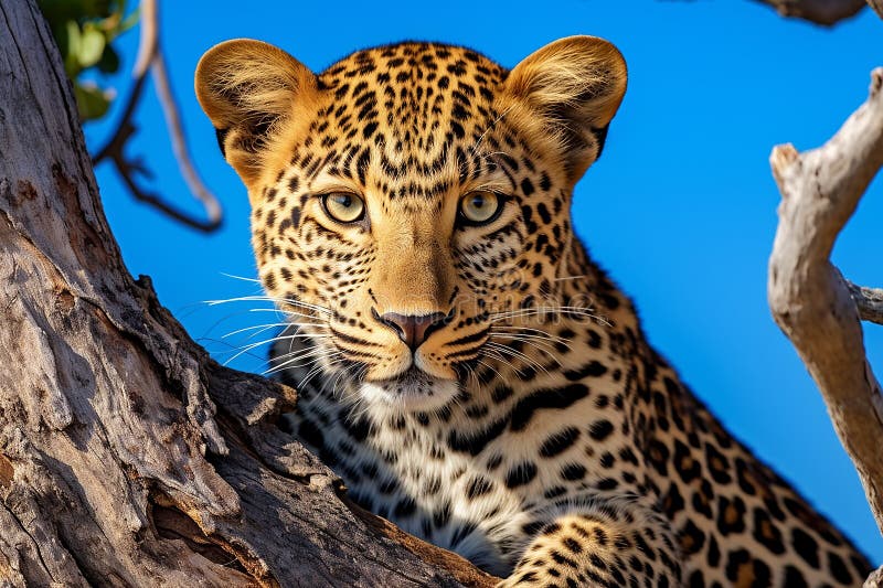Beautiful Spotted Leopard Lying on a Tree Stock Image - Image of attack ...