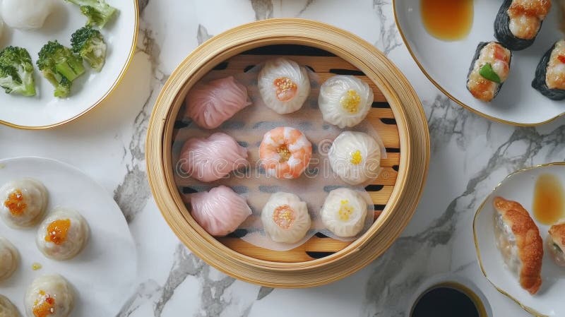 Delicious Dim Sum Selection Stock Illustration - Illustration of ...