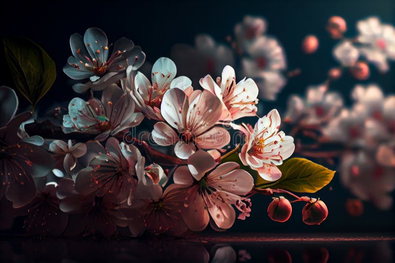 Beautiful Spring Cherry Blossom Banner Created with.generative Ai Stock ...