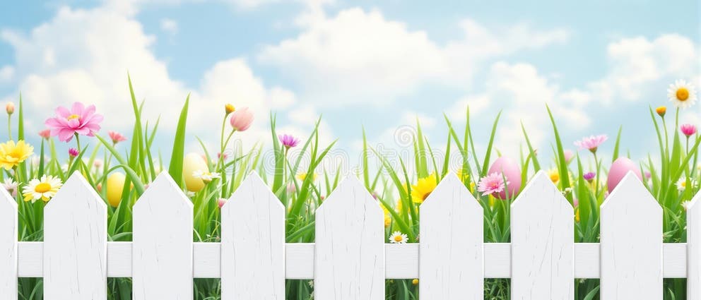 Beautiful Spring Easter Banner with Easter Eggs and Copy Space Stock ...