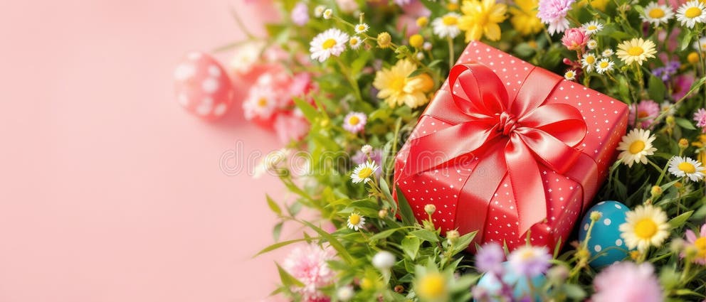 Beautiful Spring Easter Gift with Copy Space Stock Illustration ...
