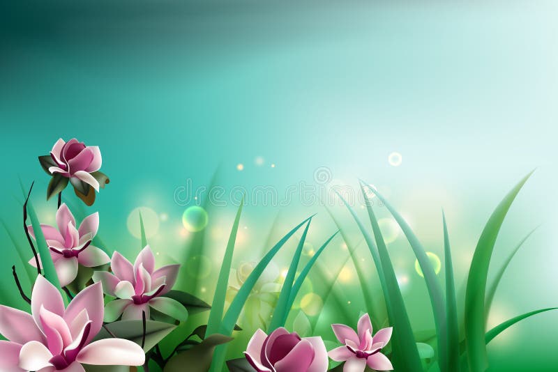 Beautiful Spring Flower Background Template with Paper and Frame Stock ...