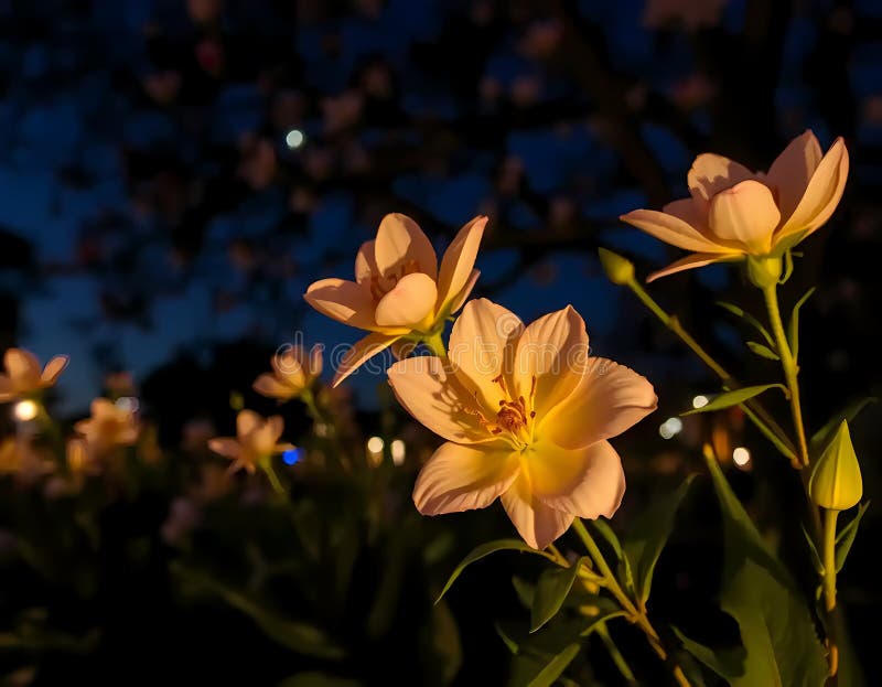 The Beautiful Spring Flowers Blooming in the Summer Night, Backgrounds ...