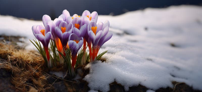 Beautiful Spring Flowers Crocuses Spring Break Out from Under the Snow ...