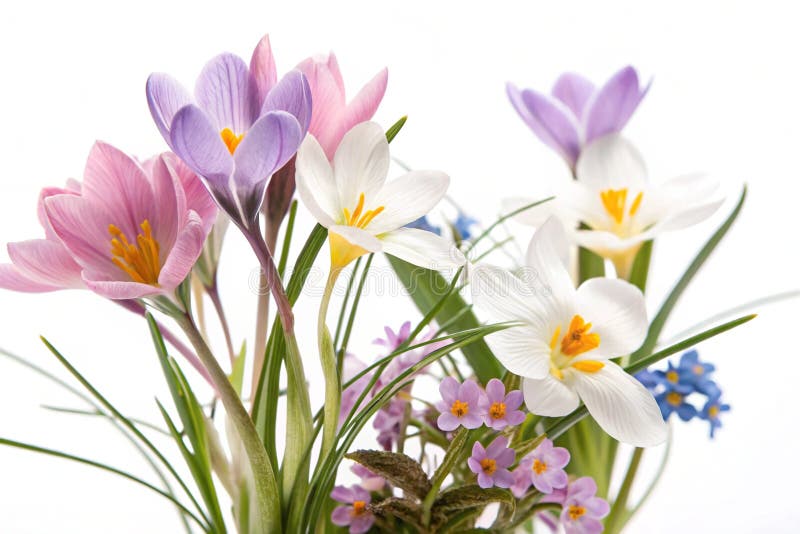 Beautiful Spring Flowers Isolated on White Background Stock ...