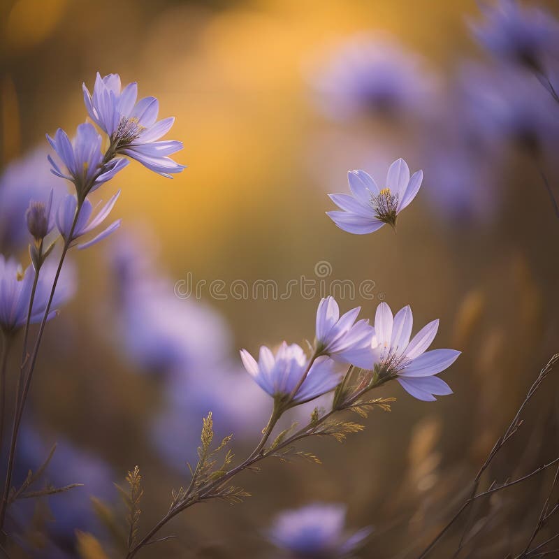 Beautiful Spring Flowers in the Meadow at Sunset. Toned Stock ...