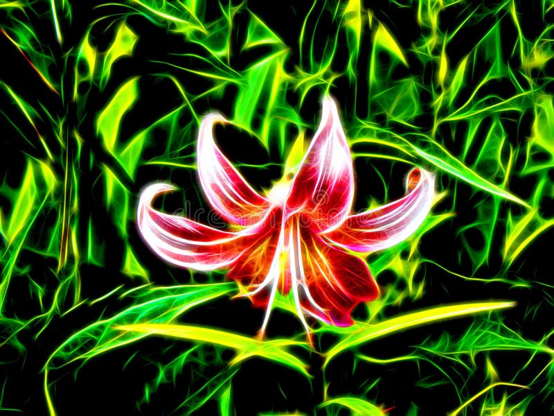 Beautiful Spring Flowers in Neon Light Stock Illustration ...