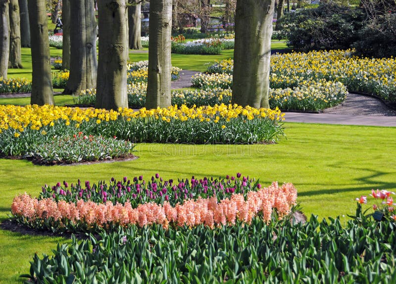 Flower Garden in Spring, England. Stock Photo - Image of landscape ...