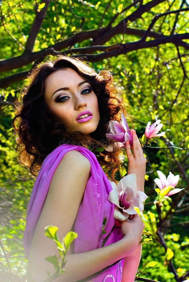Beautiful Spring Girl with Flowers Stock Image - Image of nice, model ...