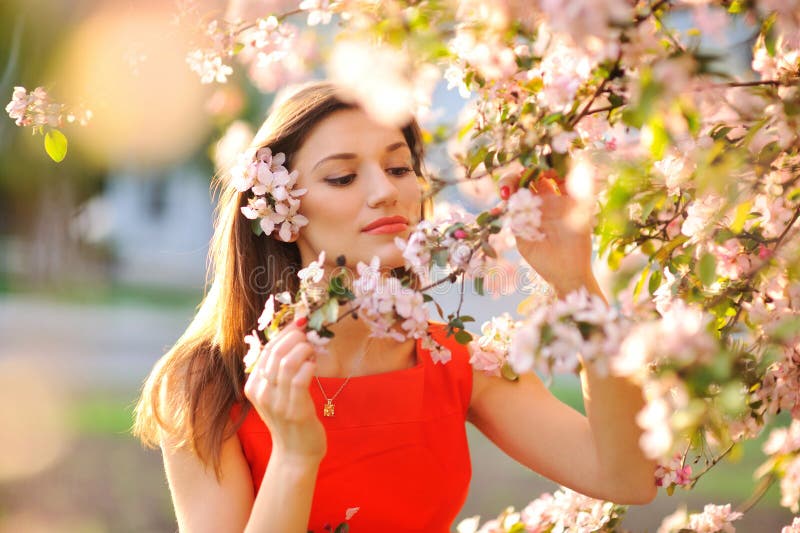 Beautiful Spring Girl stock image. Image of border, hair - 30882131