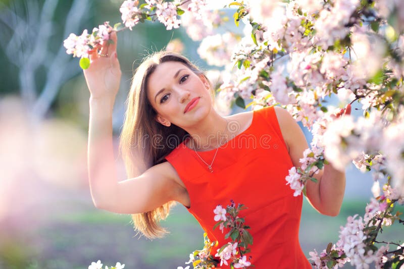Beautiful Spring Girl stock photo. Image of orange, female - 32120726