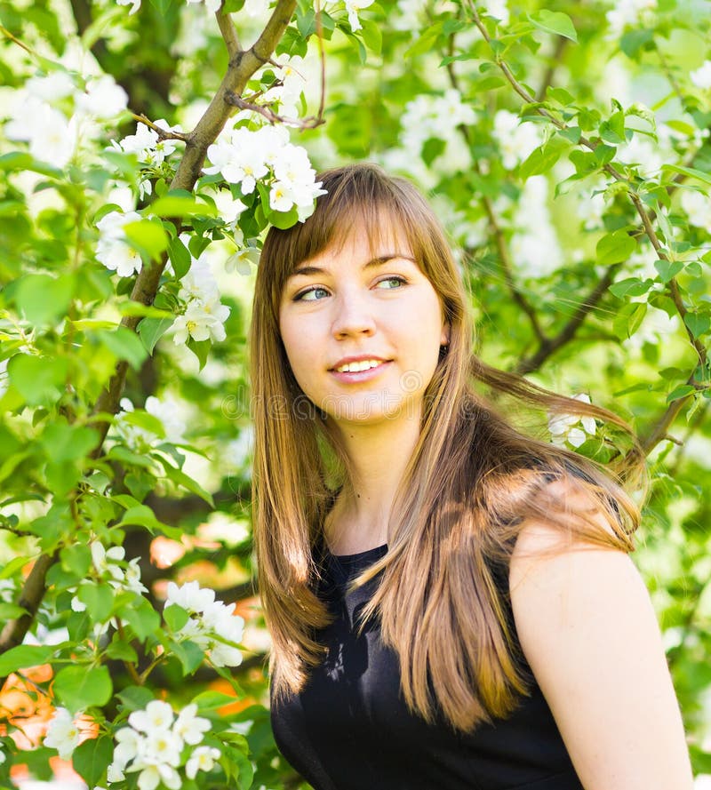 Beautiful Spring Girl with Flowers Stock Photo - Image of fashion ...