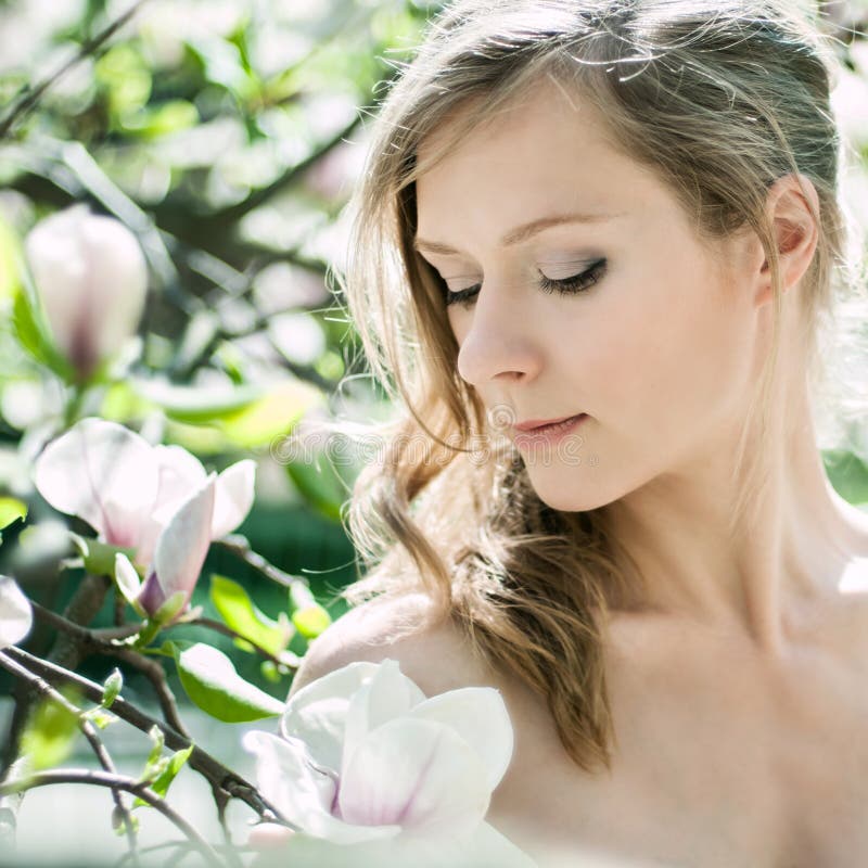 Beautiful Spring Girl with Flowers Stock Photo - Image of female, nice ...