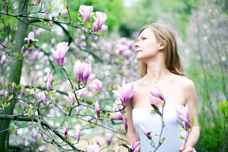Beautiful Spring Girl with Flowers Stock Image - Image of clear, model ...