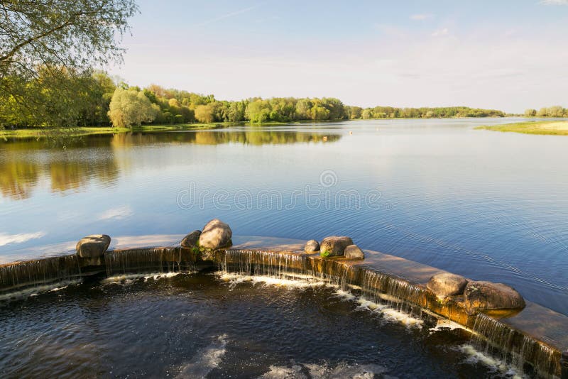 Beautiful Spring Landscape, Evening at the Lake Stock Image - Image of ...