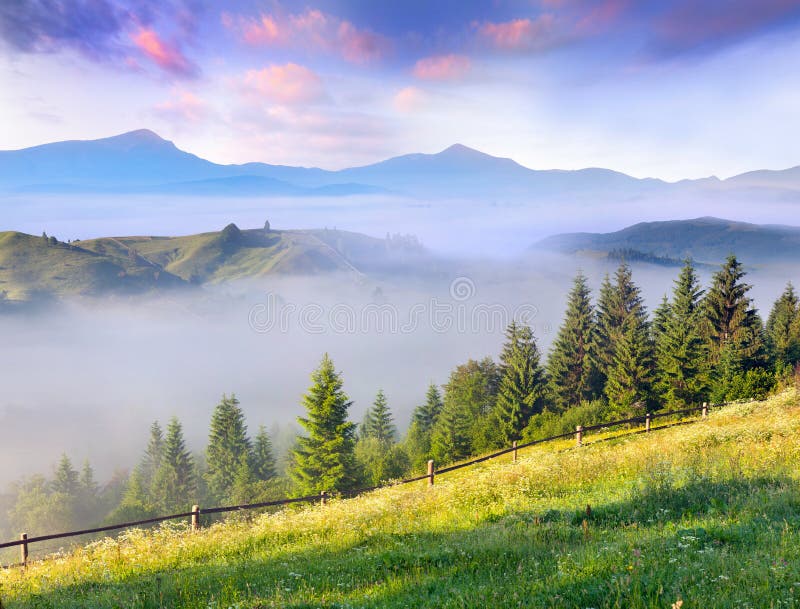 Beautiful Spring Landscape in Mountains Stock Photo - Image of country ...