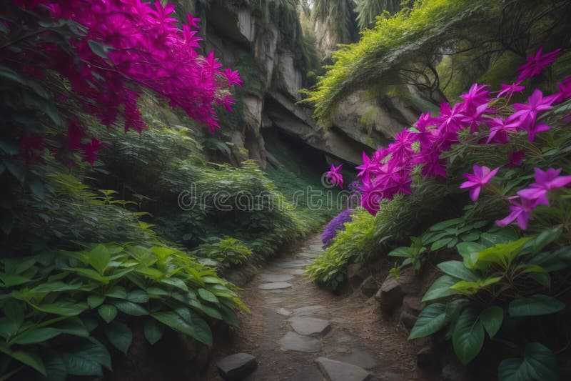 Beautiful Spring Landscape in the Park. the Path To the Waterfall Stock ...