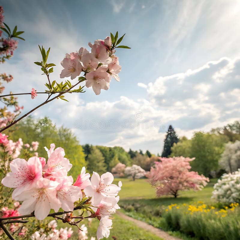 Beautiful Spring Nature Blossom Web Banner or Header Stock Illustration ...
