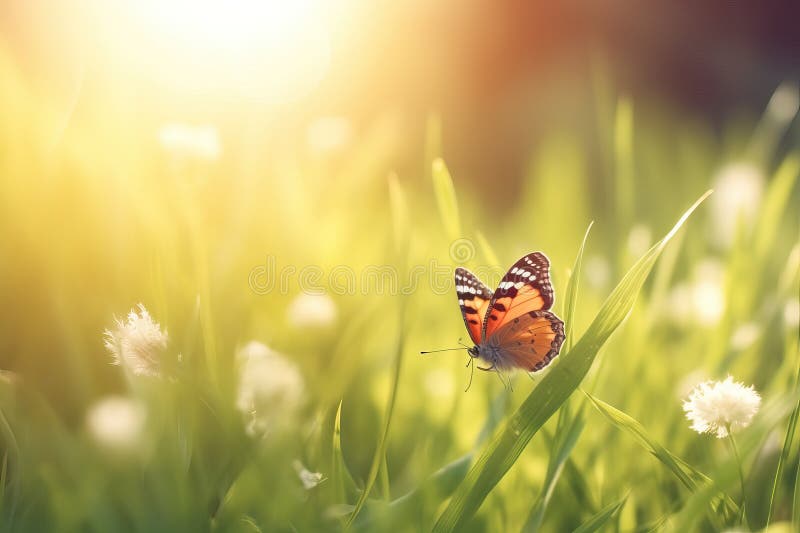 Beautiful Spring Nature and Butterflies. Spring Time Concept with Copy ...