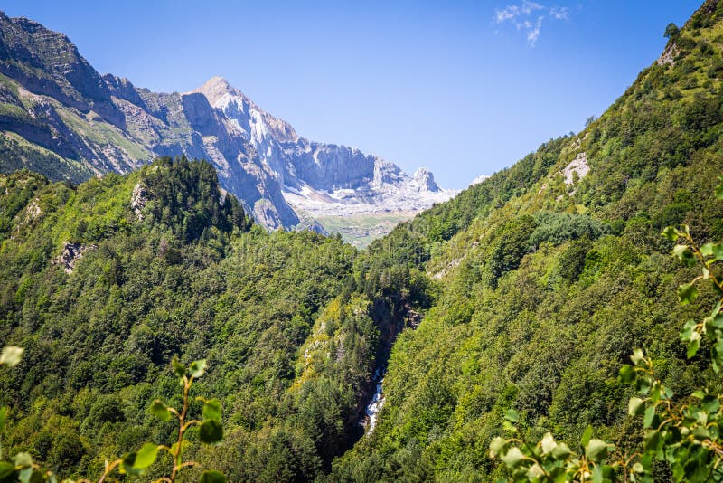 Beautiful Spring Scenery with Green Meadows, Forests and Mountains in ...