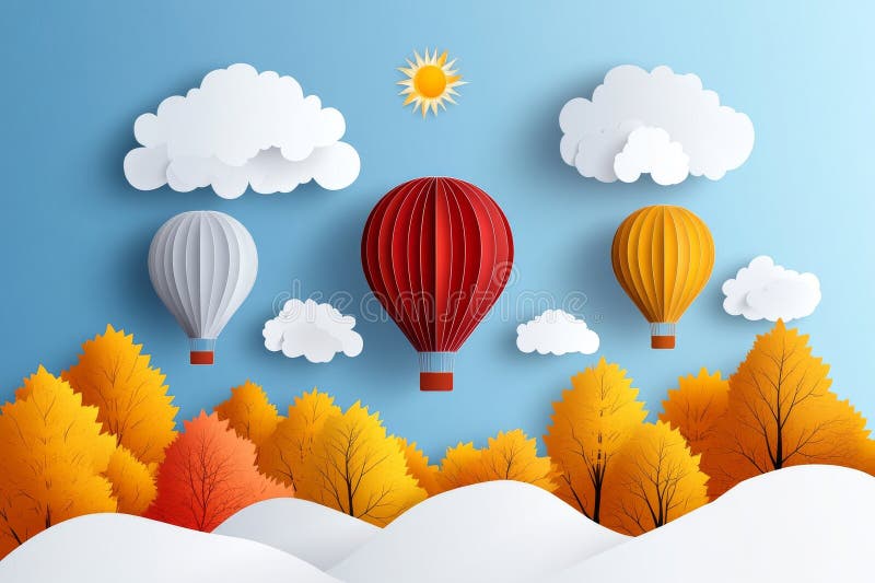 This Beautiful Spring and Summer Nature Poster Features an Array of Rainbow-colored Hot Air ...